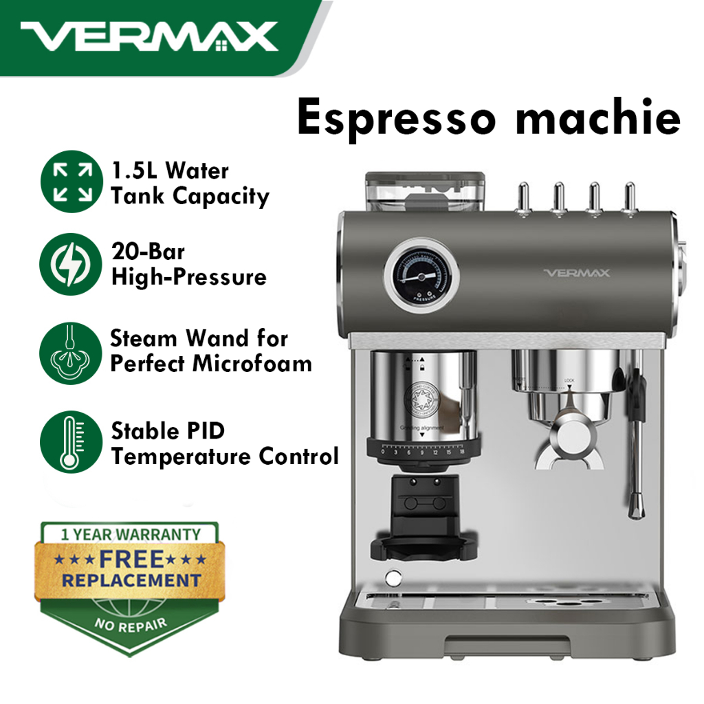 Vermax Barista Express Espresso Machine and Grinder & Boiler 20Bar ...