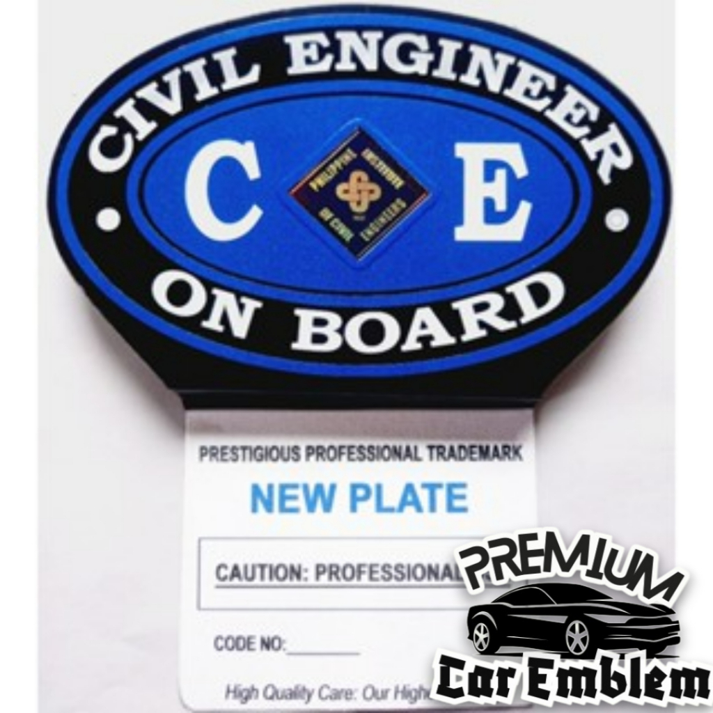 CE CIVIL ENGINEER ON BOARD CAR EMBLEM Black Background | Shopee Philippines
