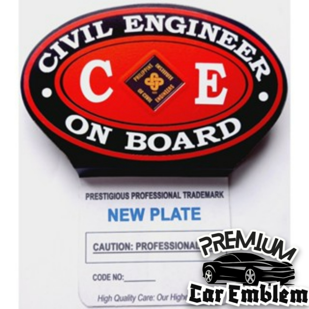 CE CIVIL ENGINEER ON BOARD CAR EMBLEM Black Background | Shopee Philippines