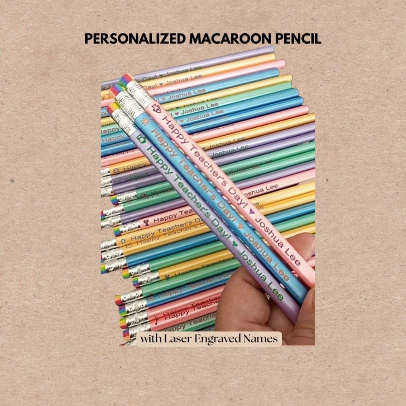 Macaroon Pencil Laser Engraved with Name Souvenir BY 6,10,15 PENCIL ...