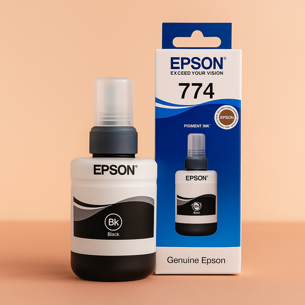 Epson ink 774 black, pigment-based Epson EcoTank 140ml. 6,000 pages ...