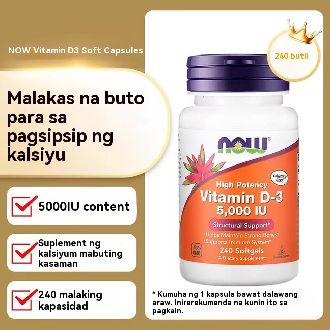 Now Foods, Vitamin D3, 5000 IU, 240 Softgels -PDD | Shopee Philippines