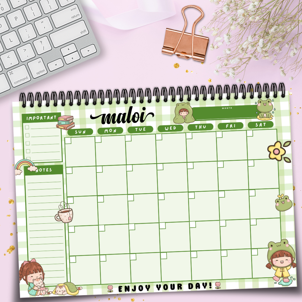 Personalized A4 Undated Desk Monthly Calendar Planner | Shopee Philippines