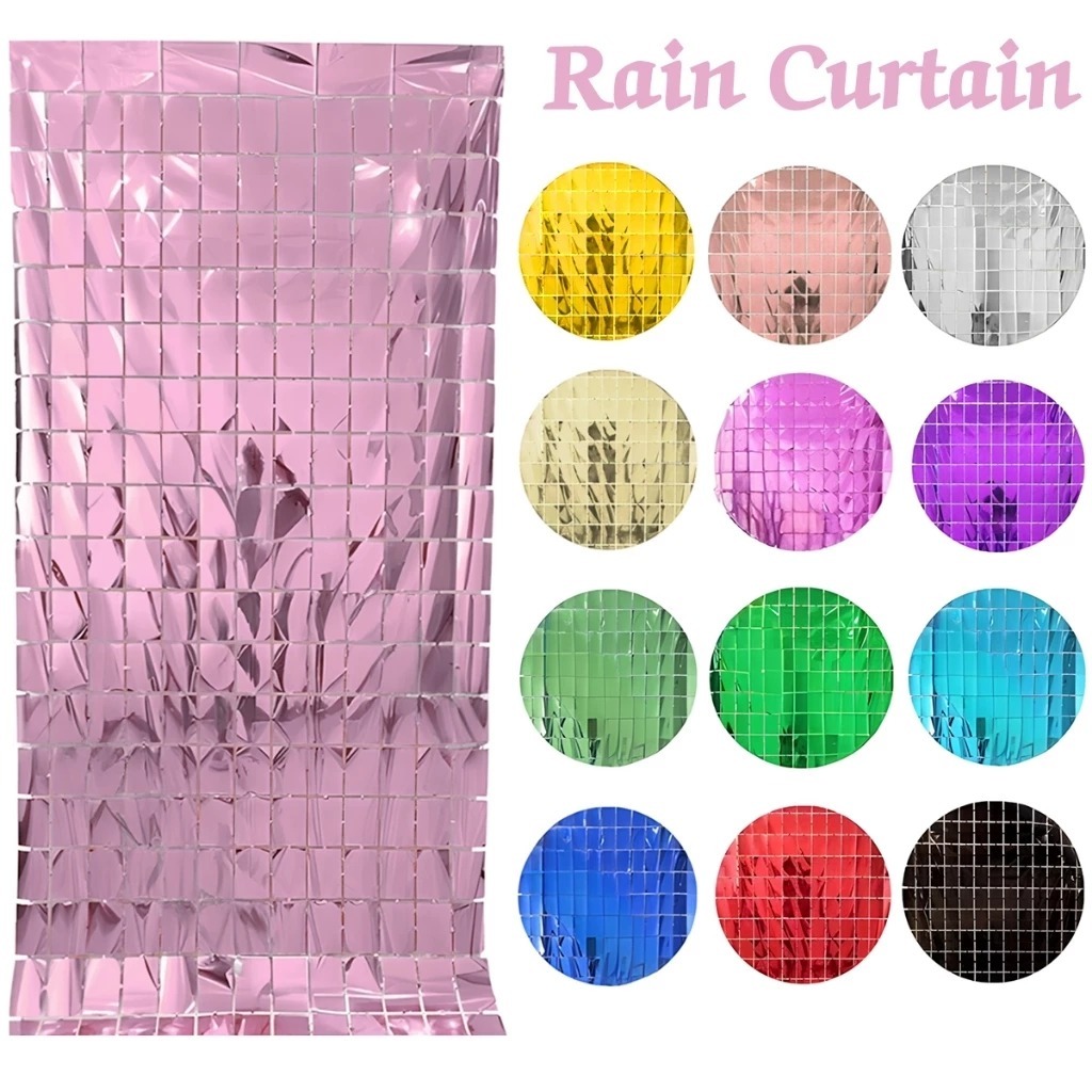 Square Foil Curtain 1m*2m Backdrop Metallic Tinsel Foil Fringe Party ...