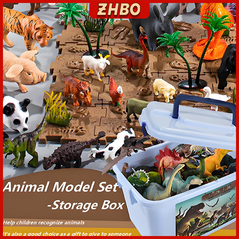 14/40/58PCS Animal Model Box Real Simulation Environment Farm/Dinosaur ...