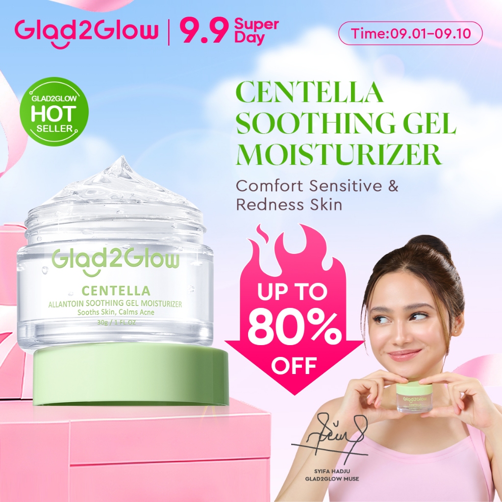 [G2G] Glad2Glow Centella Soothing Gel Facial Moisturizer For Face ...