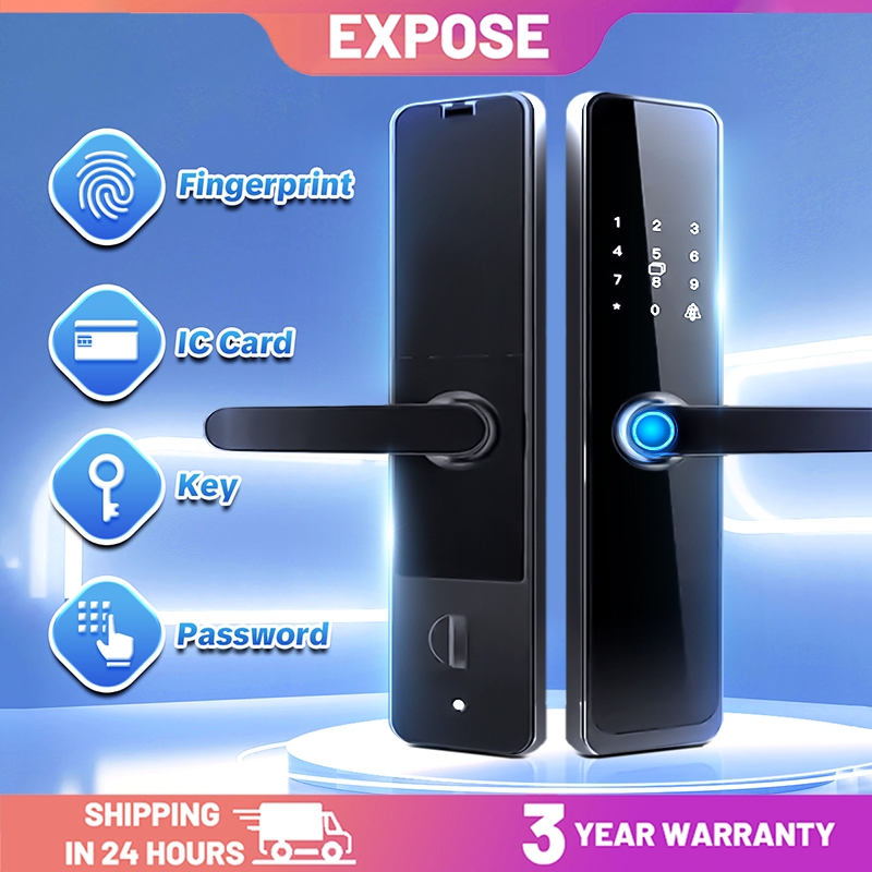 smart door lock with key fingerpringt APP Passcode double door lock ...