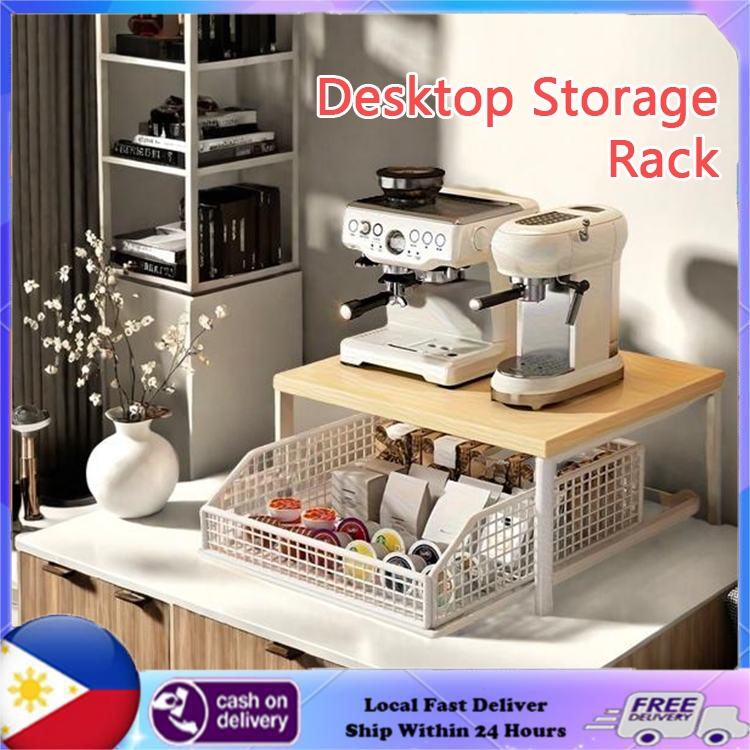 Countertop Multifunctional Shelf with Pull-Out Drawer Space-Saving ...