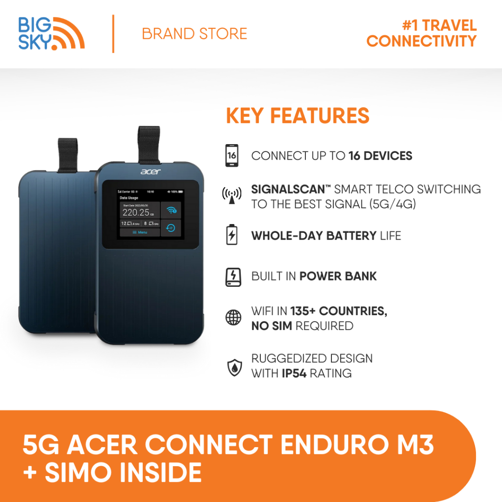 5G Acer Connect Enduro M3 Travel WiFi + SIMO Inside | Shopee Philippines