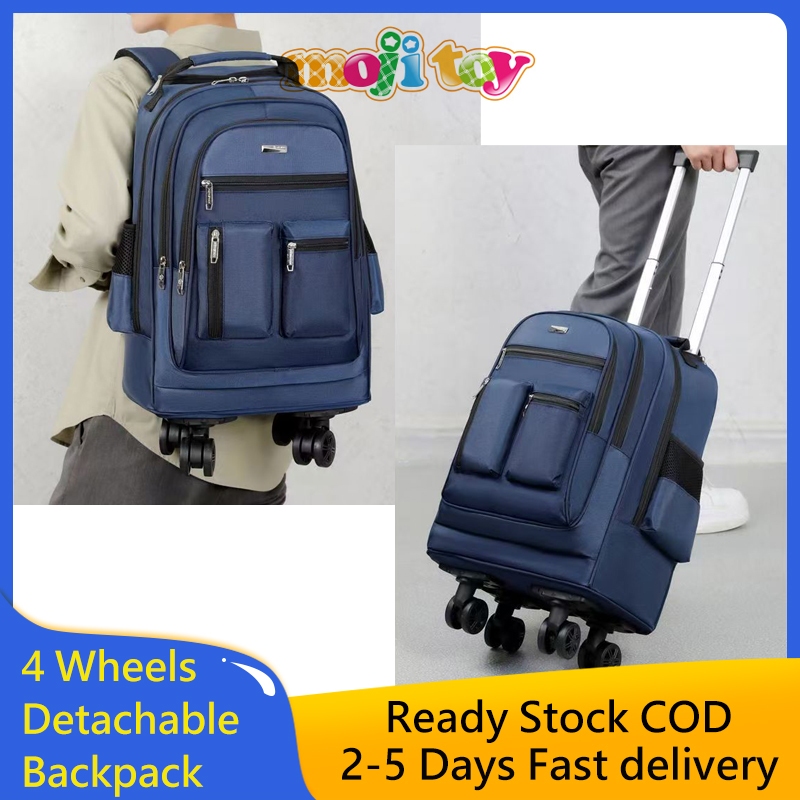 Rolling Backpack 4 Wheels Detachable Waterproof Laptop Bag Trolley ...
