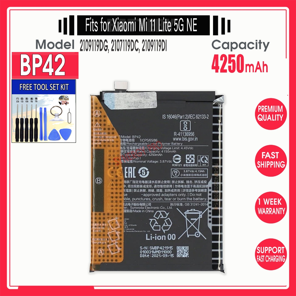 BP42 BATTERY FOR XIAOMI MI 11 LITE 5G NE BATTERY MODEL BP42 4250MAH ...