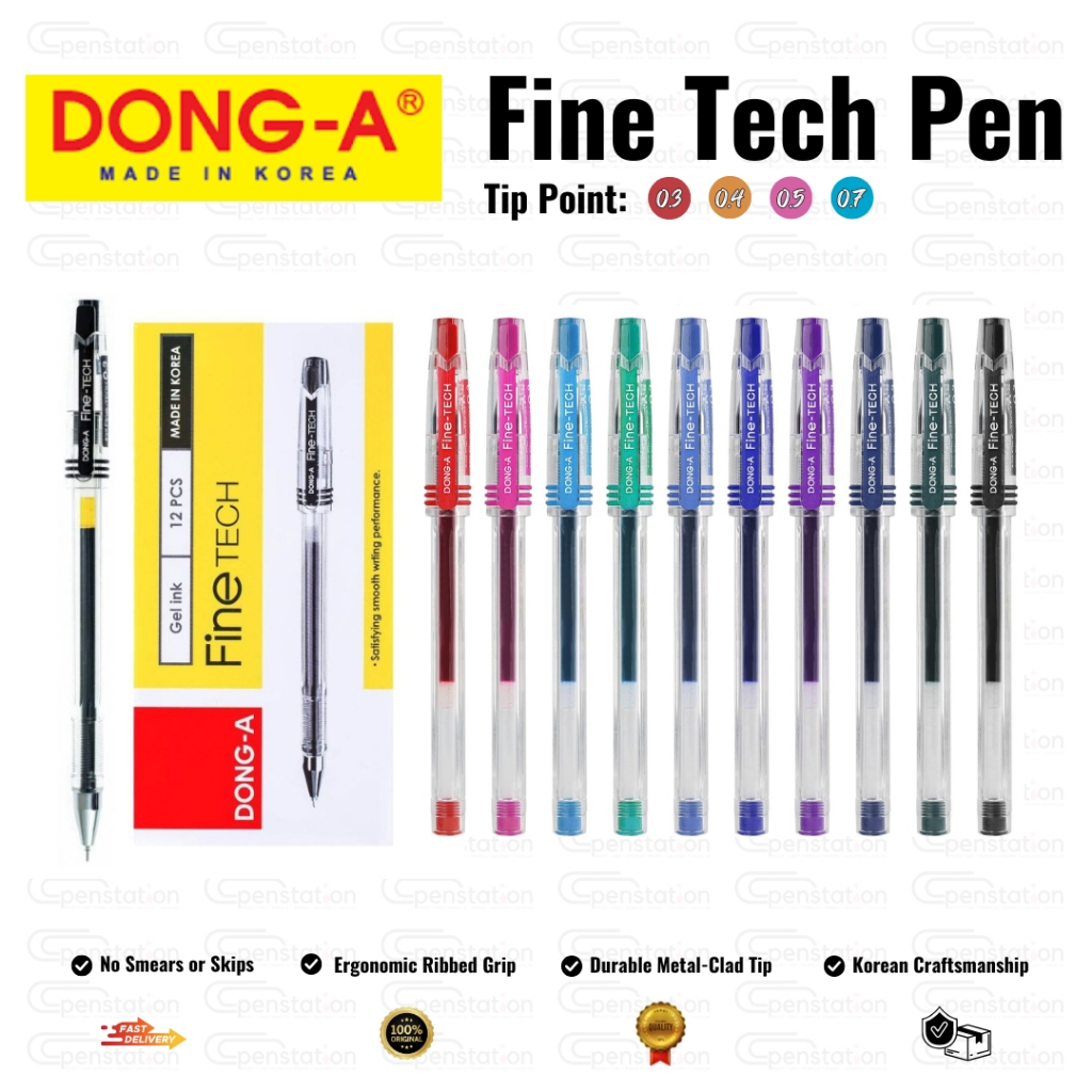 Dong-A Fine-Tech 0.3mm Gel Ink Roller Ball Pens – Ultra Fine Point ...