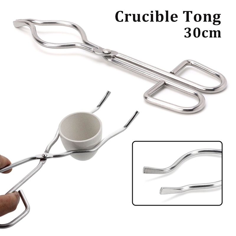 30CM Stainless Steel Crucible Tongs Chrome Plated Beaker Clamp Graphite ...