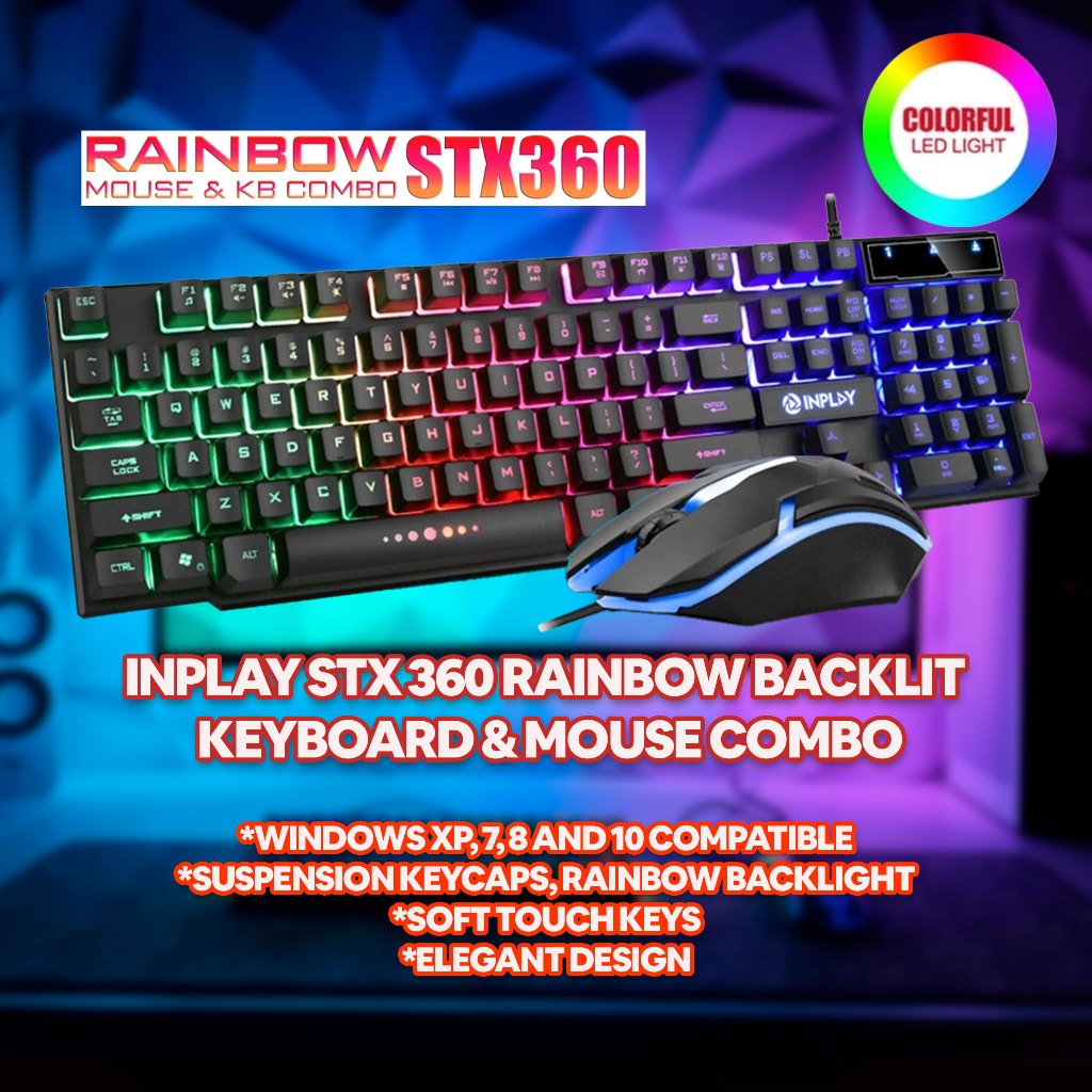PCTECH_Inplay STX360/STX200 keybaord mouse bundle (RGB) black/white ...
