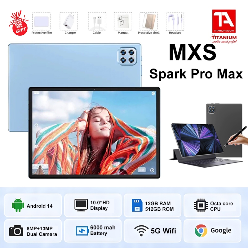 MXS spark pro max Android Tablet with keyboard pen 12+512G Tablet 5G ...