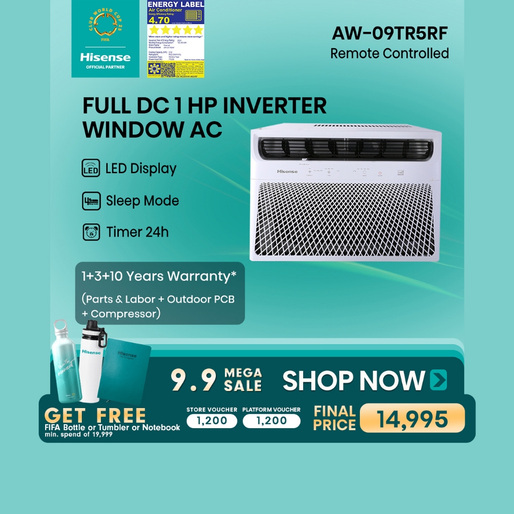 Hisense Full DC Inverter Window 1HP Aircon (AW09TR5RF) | Shopee Philippines