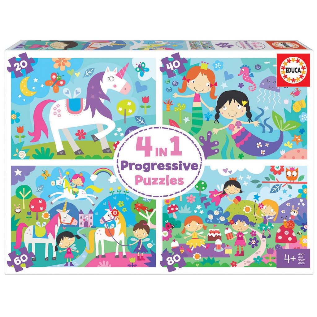 Educa Puzzle | Fantasy Friends (4-in-1 Progressive 20/40/60/80 pcs ...
