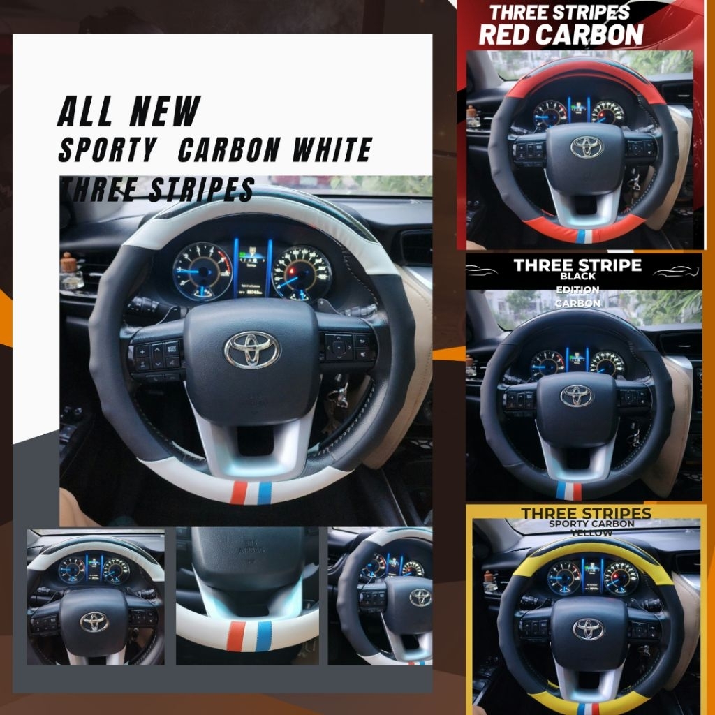 3 Stripes Sports Carbon Steering Wheel Cover | Shopee Philippines