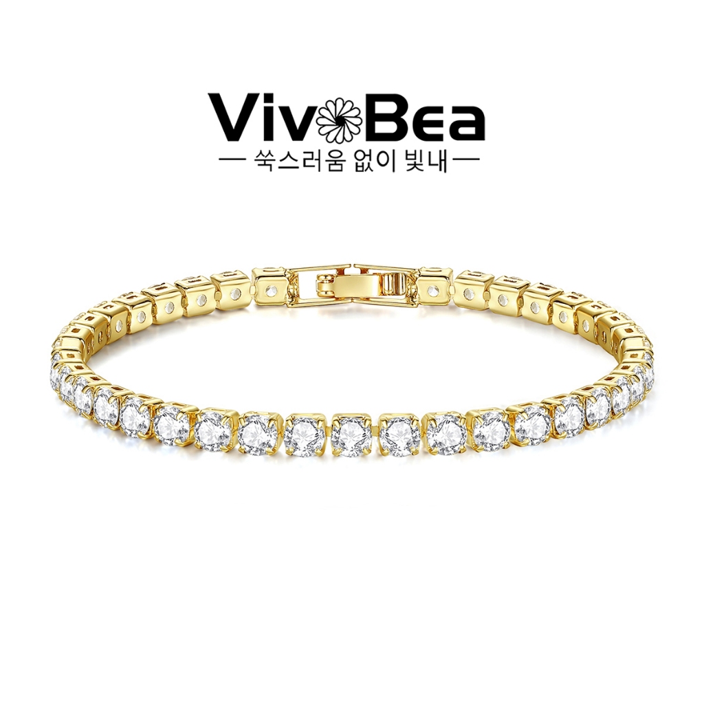 Viv Bea Zircon Cubic Tennis Bracelet Women‘s 18K Gold Plate Sparkling ...