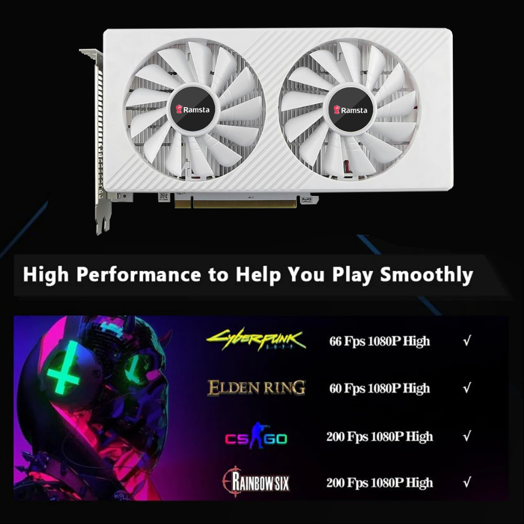 RAMSTA AMD RX580 8GB Graphics Card GDDR5 256Bit Computer GPU Video Card ...