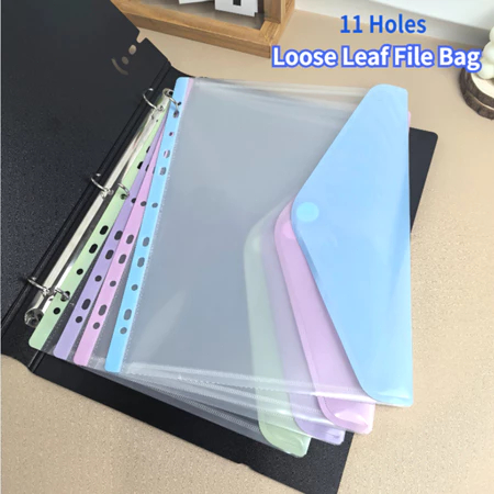 A4 File Bag Loose Leaf Transparent Data Book 11 Holes File Organizer 4 ...