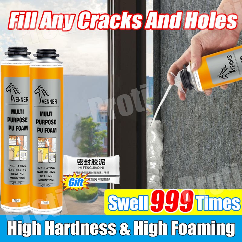 Polyurethane Foam Spray PU Foam Sealant 750ML High Foaming Volume Fills Cracks Joints Around ...