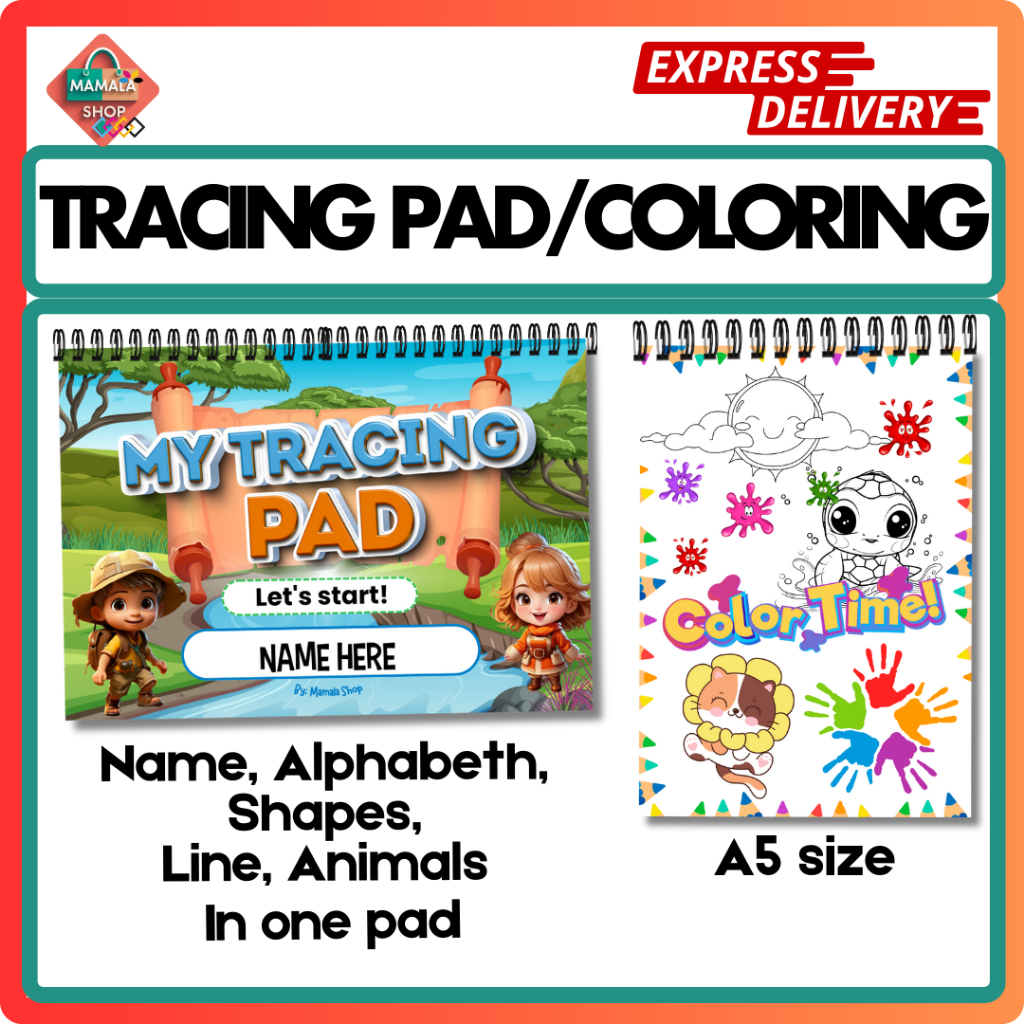 PERSONALIZED TRACING PAD AND COLORING NOTEBOOK FOR KIDS | Shopee ...