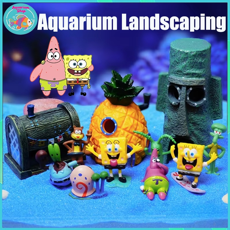 Mini SpongeBob Pineapple House Easter Island Fish Tank cart for Fish ...