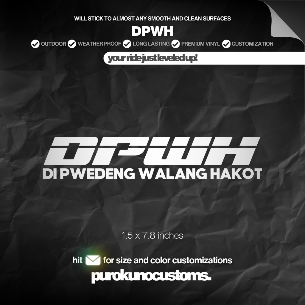 DPWH Cutout Sticker Decal for Motorcycle, Car, and Bike | PUROKUNO ...