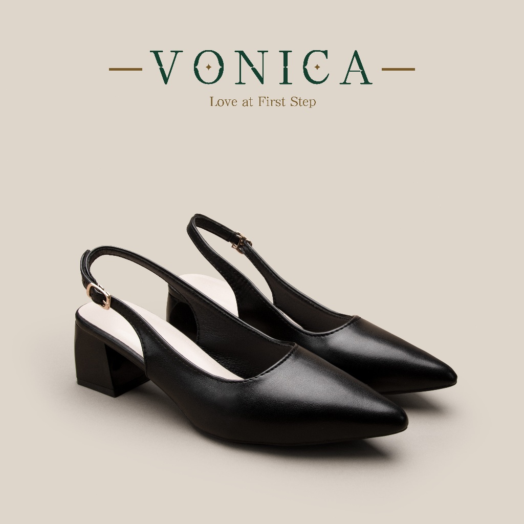 VONICA Black Pointed Toe Sandals for Women with Heels Office Work Pumps ...
