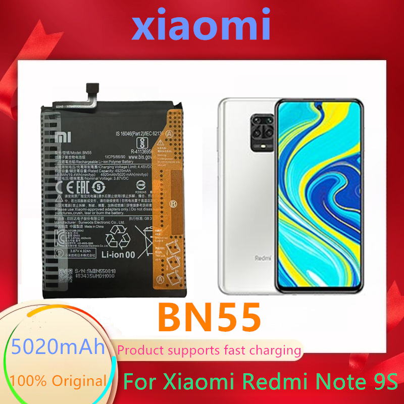 100%original xiaomi BN55 For Xiaomi Redmi Note 9S battery replacement ...