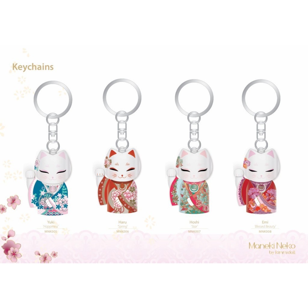 MANEKI NEKO by Kimmidoll Lucky Fortune Cat KEYCHAINS 50mm ht. (2 inch ...