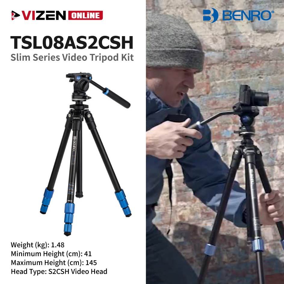 Benro Slim Series TSL08AS2CSH Video Tripod Kit | Shopee Philippines