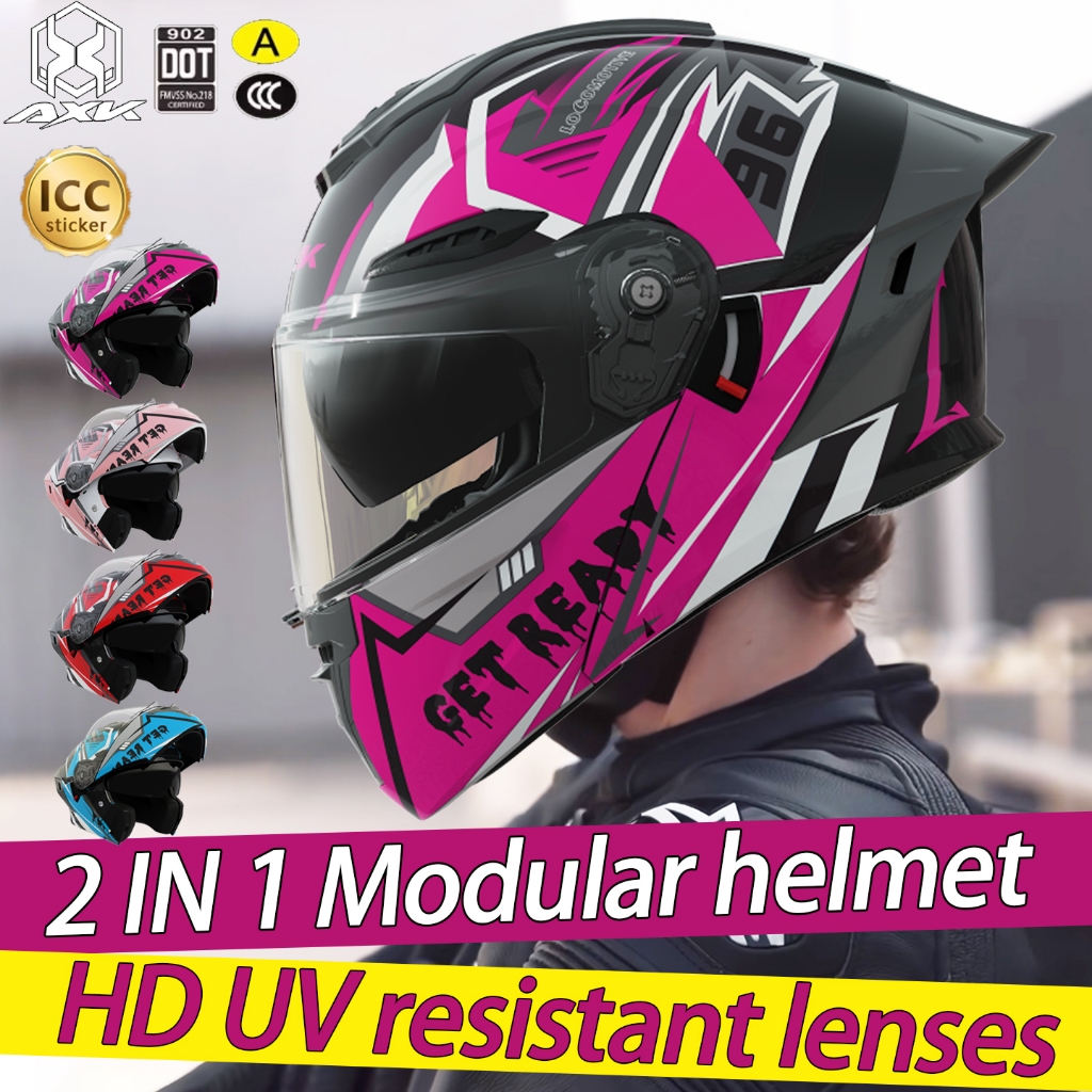 AXK 909 Modular helmet 2IN1 Motorcycle modular open face helmet Full ...