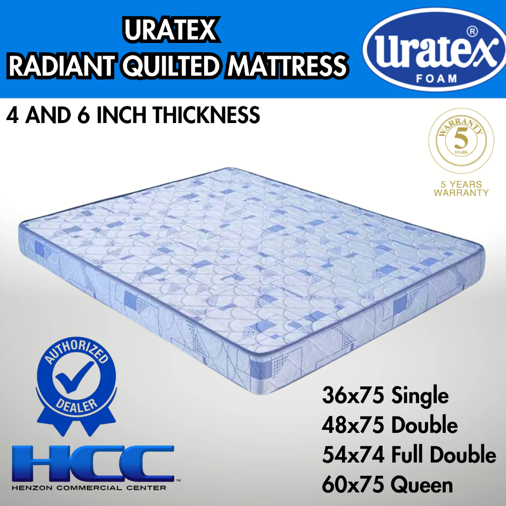 URATEX RADIANT QUILTED MATTRESS 4 AND 6 INCH THICKNESS SINGLE DOUBLE ...