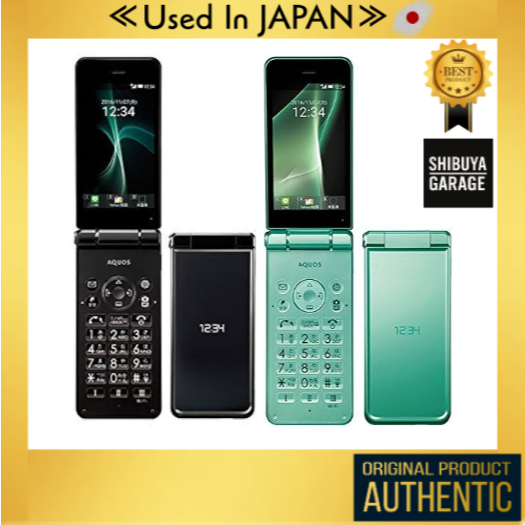 AQUOS 601SH Black/Light Green Flip Phone Japanese Flip Phone Keitai Keitaiphone Unlocked SIM ...
