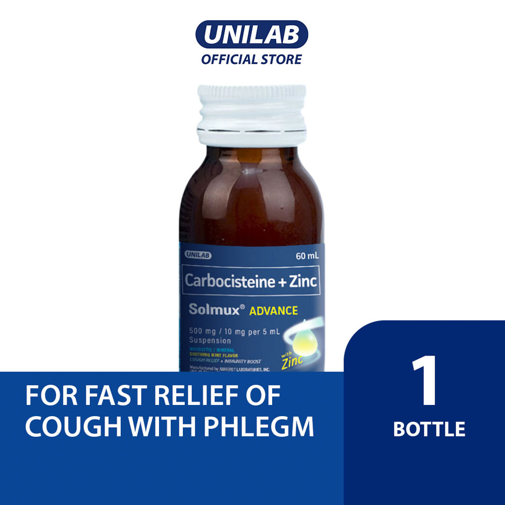 Unilab Solmux Advance Suspension 60 ml Carbocisteine plus Zinc - Helps ...