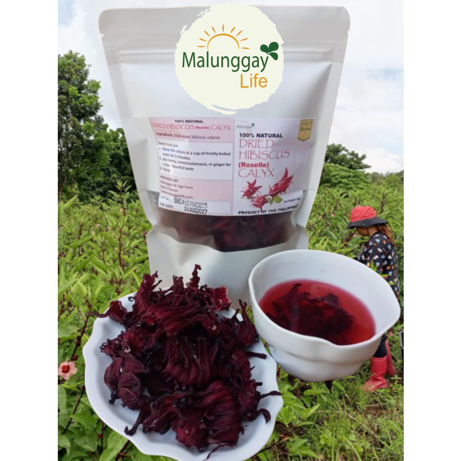 Dried Hibiscus Flower Tea (40g) / Pure Locally-Grown /Our Farm-grown Natural Organic, Roselle ...