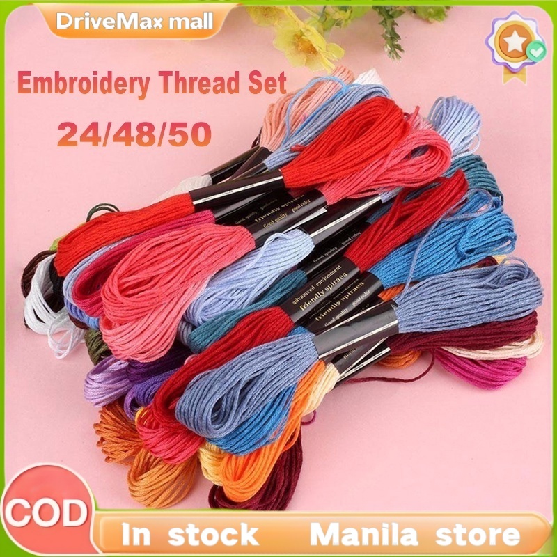 50Color Embroidery Thread Set Cross Stitch Thread Cotton Floss Stitch ...