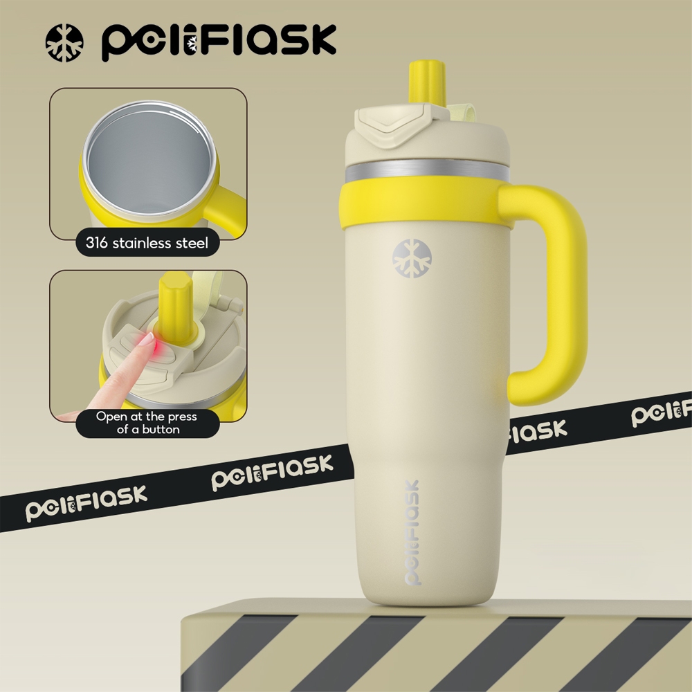 Peliflask 40oz Insulated Tumbler Hot And Cold Straw With Lid Handle ...