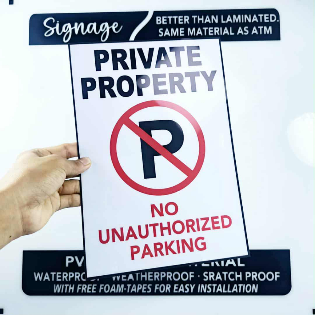 SIGNAGE - PRIVATE PROPERTY NO UNAUTHORIZED PARKING - PVC PLASTIC ...