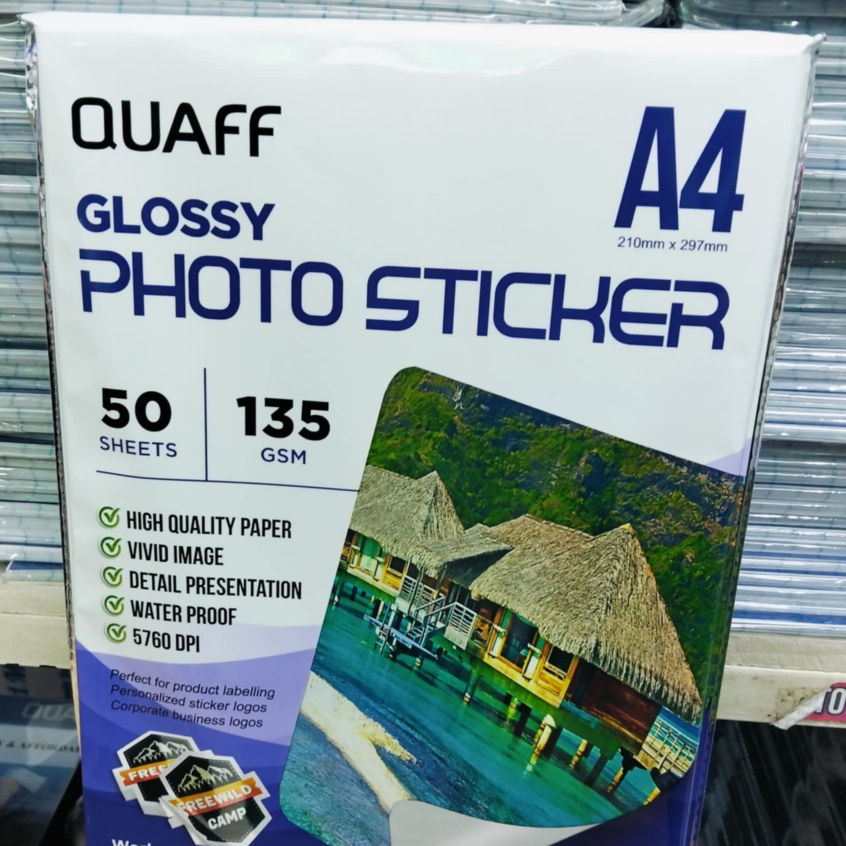 QUAFF Glossy Photo Sticker Paper 90 | 135 | 150 GSM (50 Sheets | 100 ...