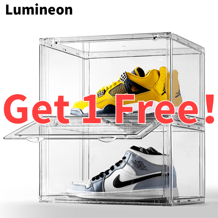 Lumineon Acrylic Transparent Shoe Box Magnetic Side Front Drop Box ...