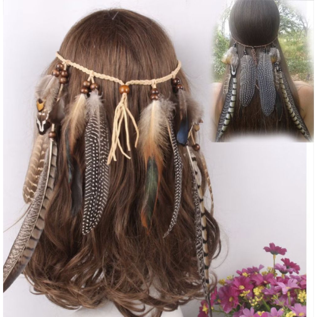 Bohemian Feather Fashion Boho Feather Headdress Native American ...