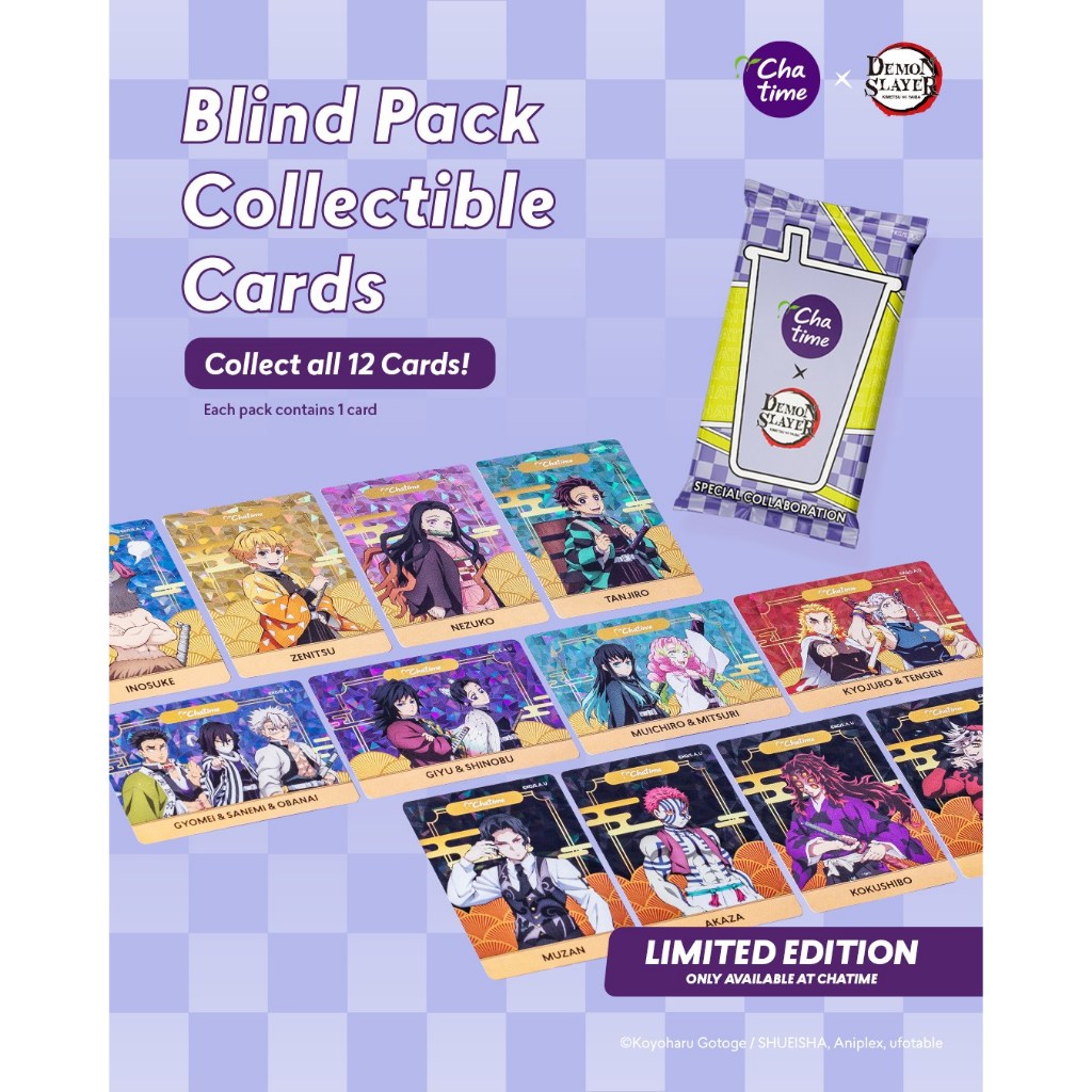 Chatime X Demon Slayer Complete Set 12 Pieces Card Limited Edition ...