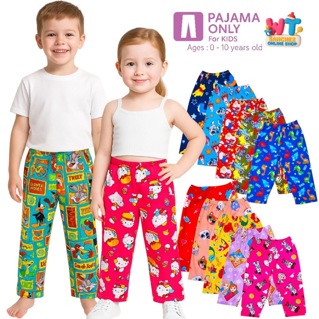 WT 5 Pcs Kids Pajama Pants for Baby Boys & Girls 0-8 Yrs – Assorted ...