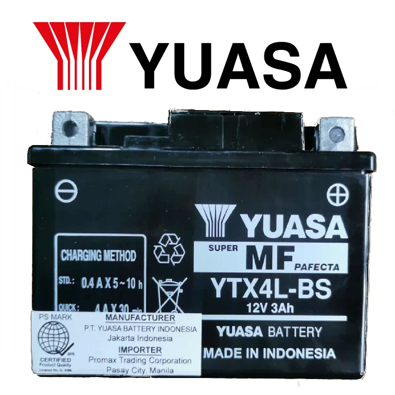 YUASA YTX4L 4L (GTZ4V, YTZ4V, GTZ5S, MF4L-B) MOTORCYCLE BATTERY Mio ...