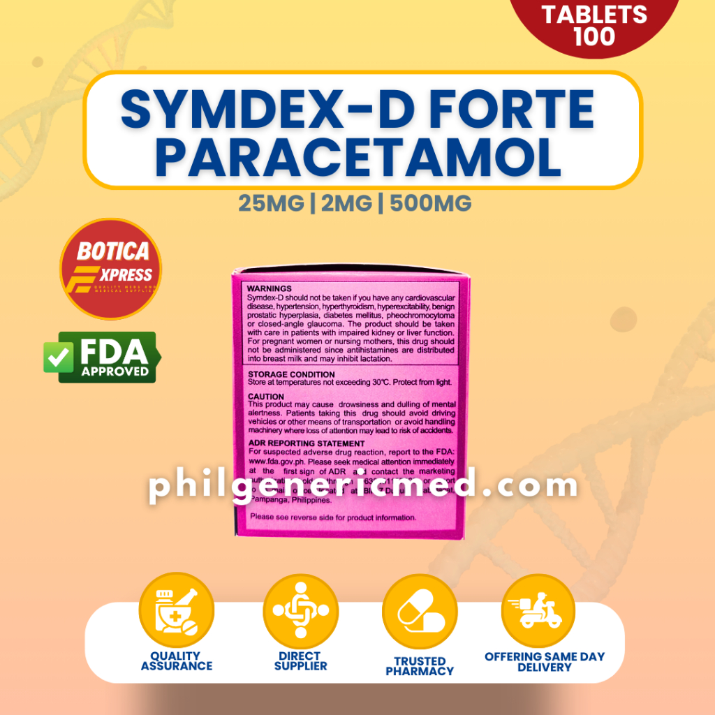 Symdex D Forte Paracetamol (100 Tablets) | Shopee Philippines