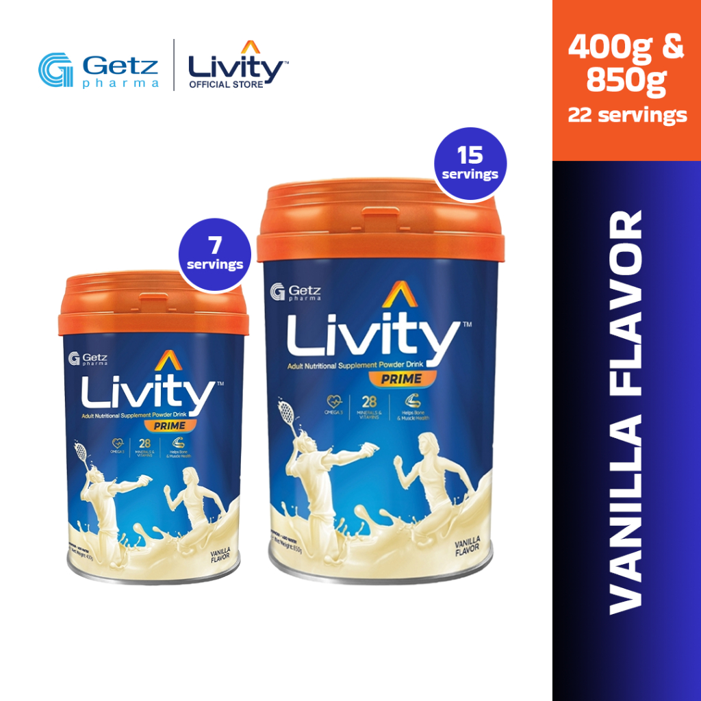 LIVITY PRIME Adult Nutritional Supplement Powder Drink Vanilla Flavor ...