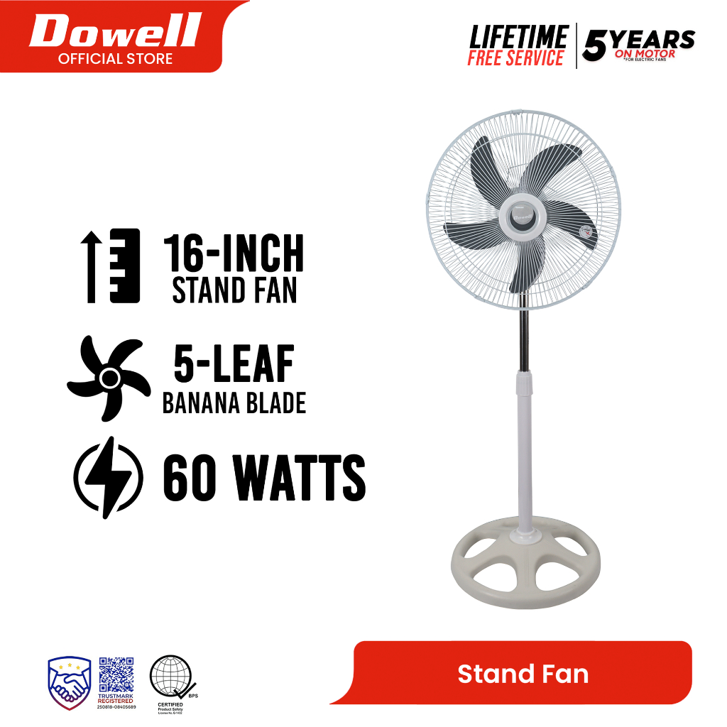[ONLINE EXCLUSIVE] Dowell 16" Electric Stand Fan with 5 Leaf Banana ...